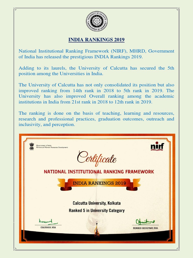 NIRF Rank 2019 PDF | PDF