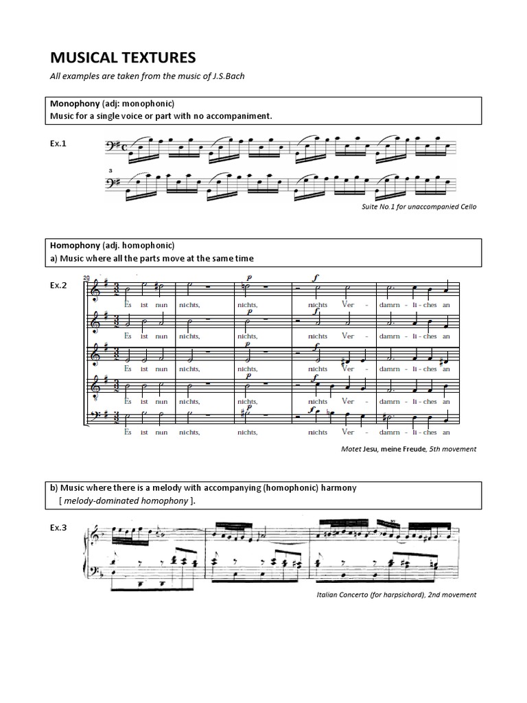 Musical Textures: Monophony (Adj: Monophonic) | PDF