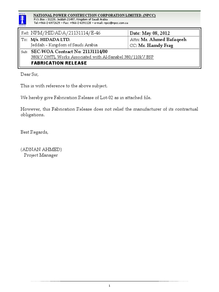 Fabrication Release | PDF