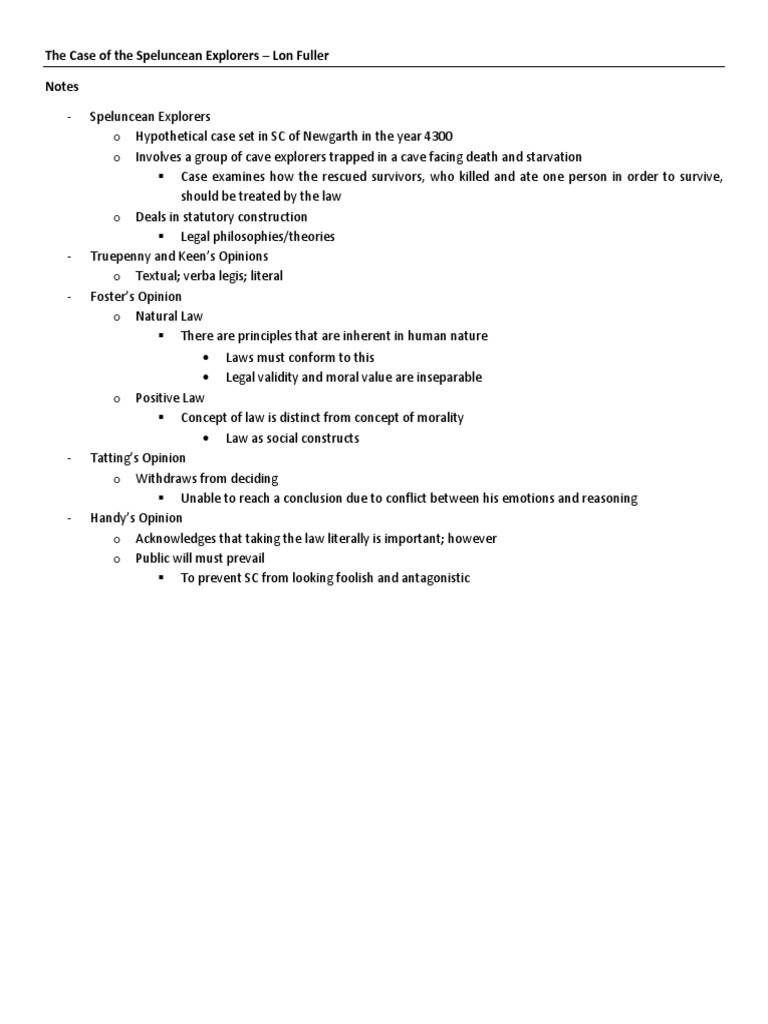 The Case of the Speluncean Explorers - Legal Theories and Statutory ...