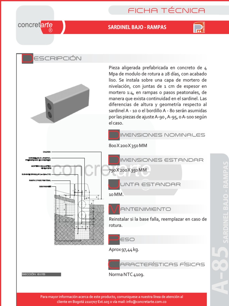 Ficha Técnica Sardinel Bajo Rampa | PDF