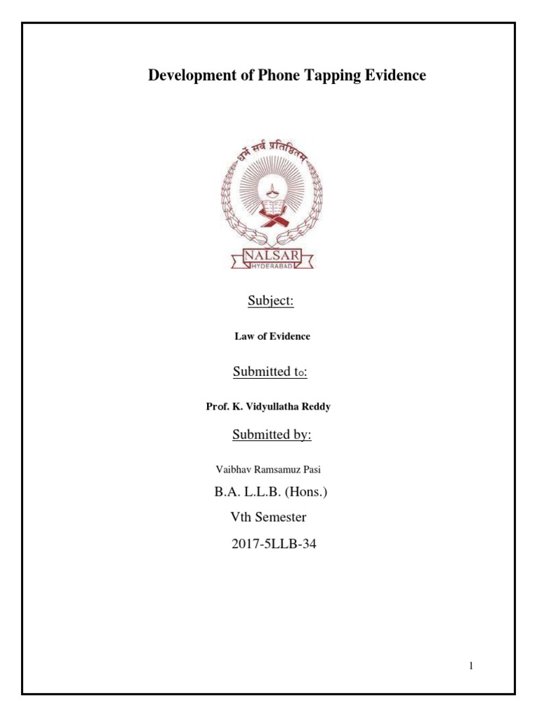 Phone Tapping Evidence in India | PDF | Telephone Tapping ...