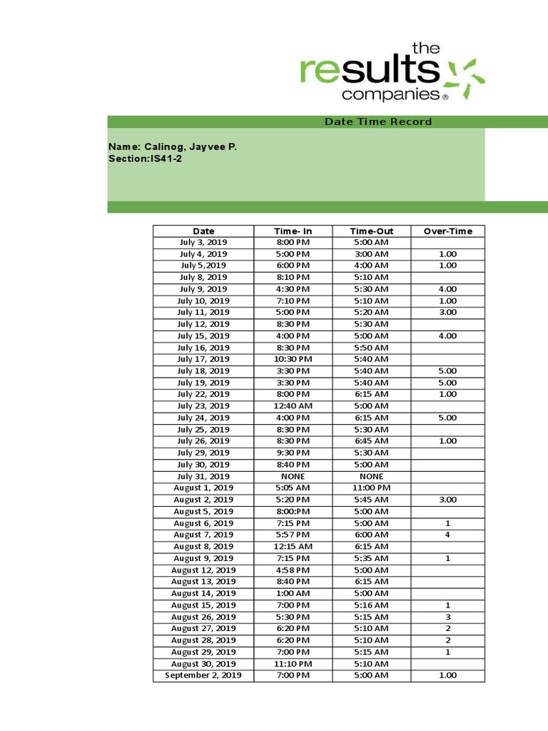 Date Time Record Name: Calinog, Jayvee P. Section:IS41-2 | PDF
