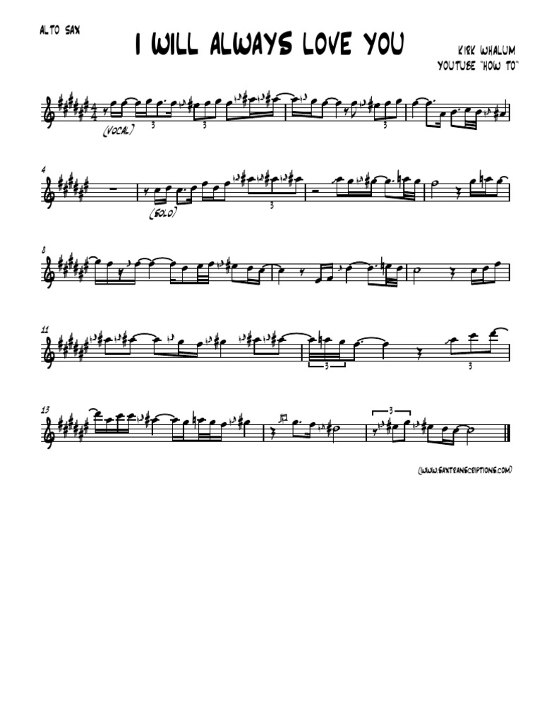 Kirk Whalum - I Will Always Love You - Sax Alto PDF | PDF