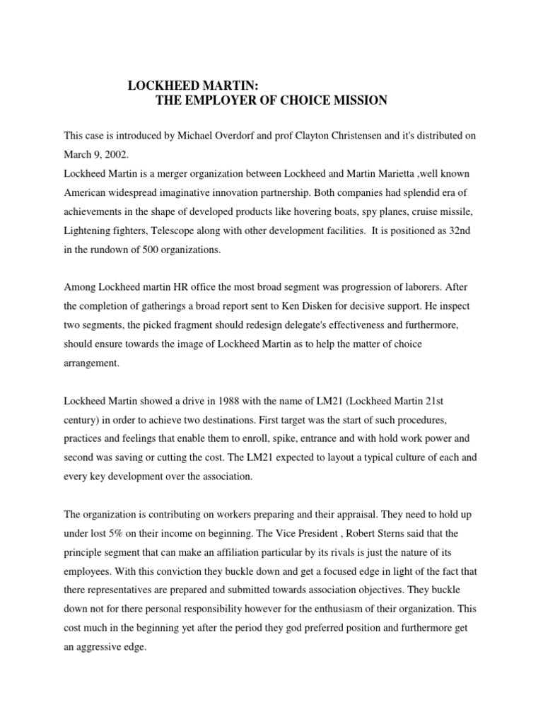 Summary - Lockheed Martin | PDF