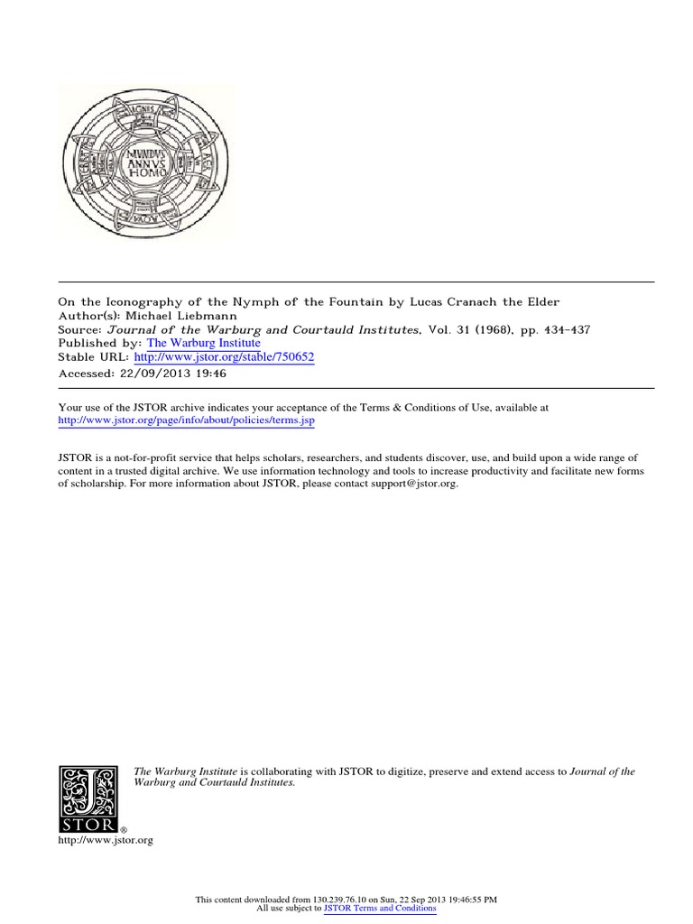 On The Iconography of The Nymph of The Fountain by Lucas Cranach The ...