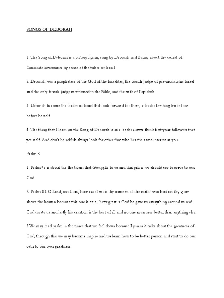 The Song of Deborah Is A Victory Hymn, Sung by Deborah and Barak, About ...