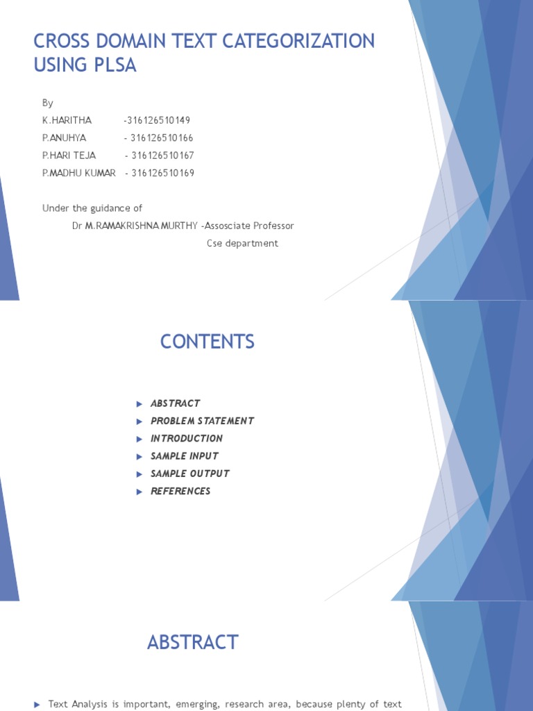 Cross Domain Text Categorization Using Plsa | PDF | Statistical Classification | Data Analysis