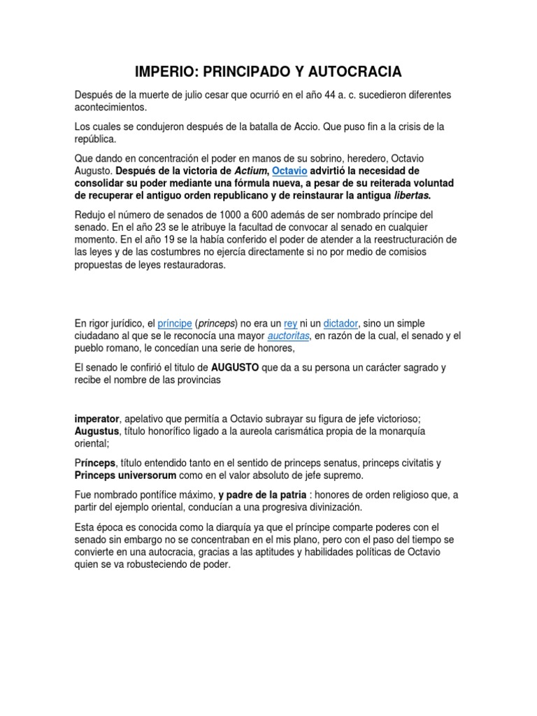 IMPERIO Autocracia | PDF | Augusto | Europa antigua