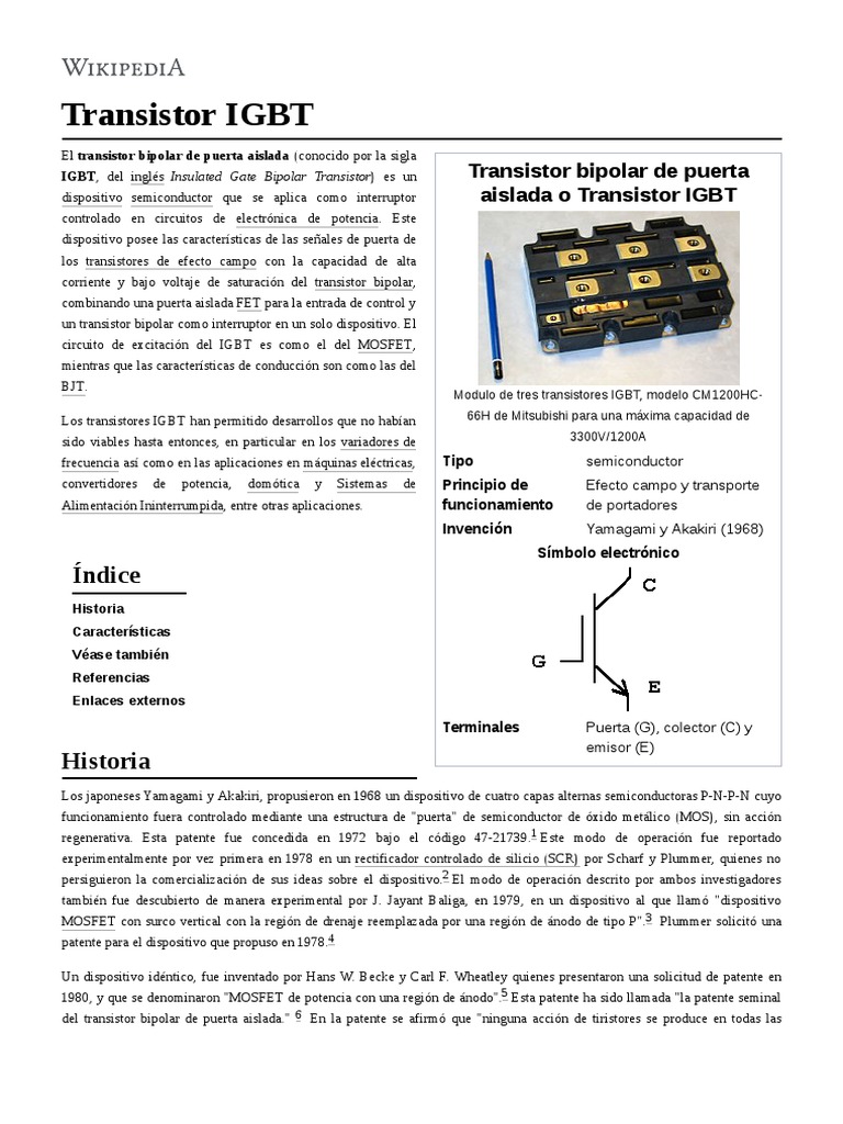 Transistor IGBT | PDF | Equipo eléctrico | Semiconductores