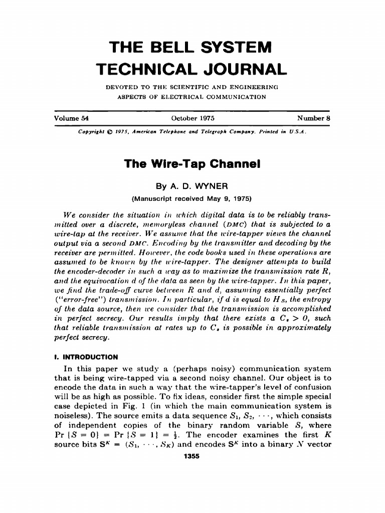 The Wiretap Channel | PDF | Teaching Mathematics | Science
