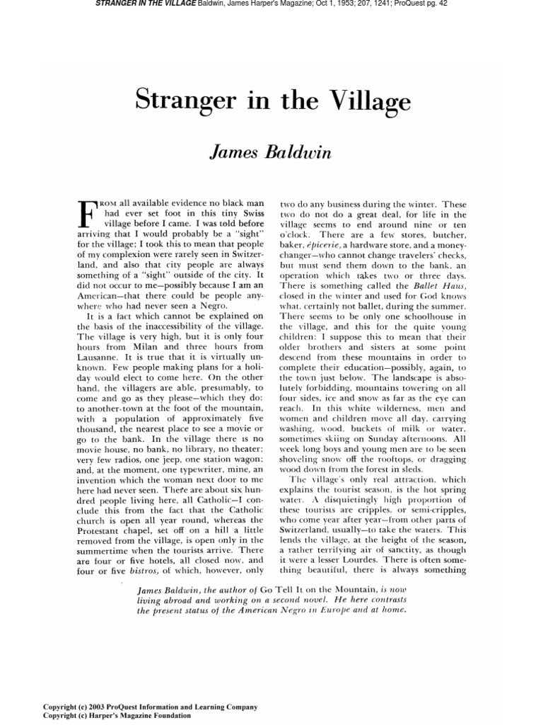 Baldwin - 1953 - Stranger in The Village | PDF