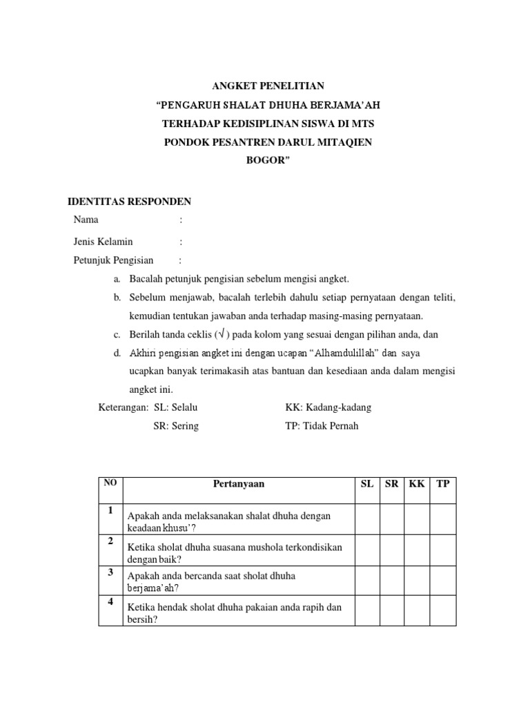 Angket Penelitian | PDF