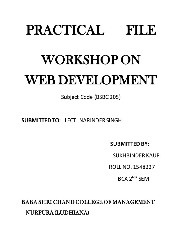 Practical File: Workshop On Web Development | PDF