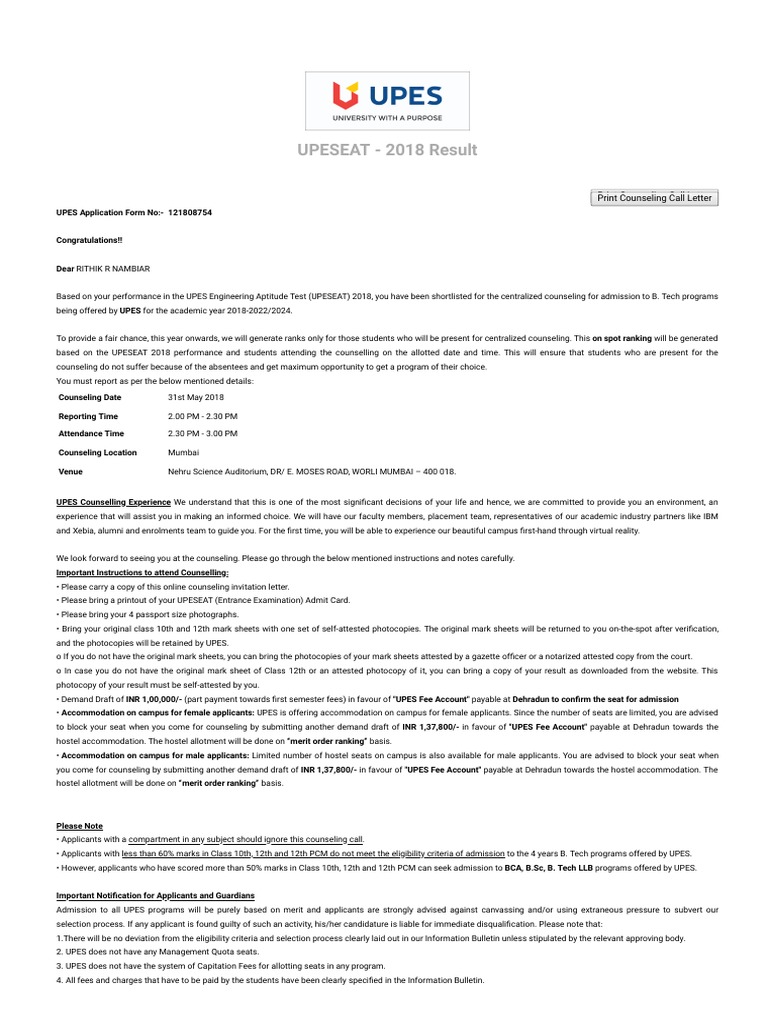 Upeseat Result | PDF | University And College Admission | Government