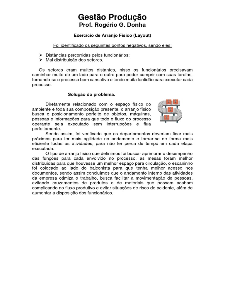 Exercício de Arranjo Físico (Layout) | PDF