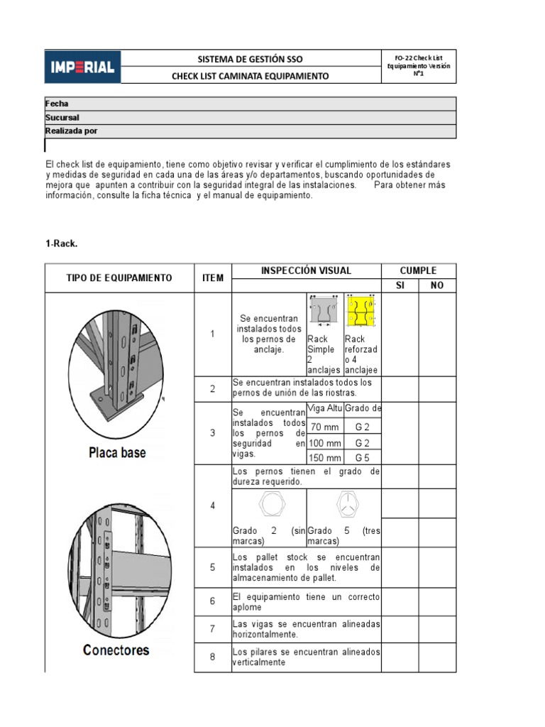 FO-22 Check List Rack | PDF