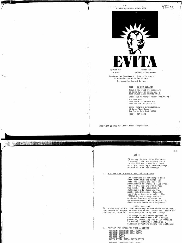 Evita Libretto Vocal Book PDF | PDF