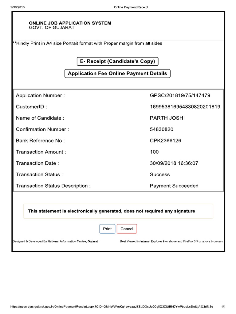 Co - Online Payment Receipt | PDF