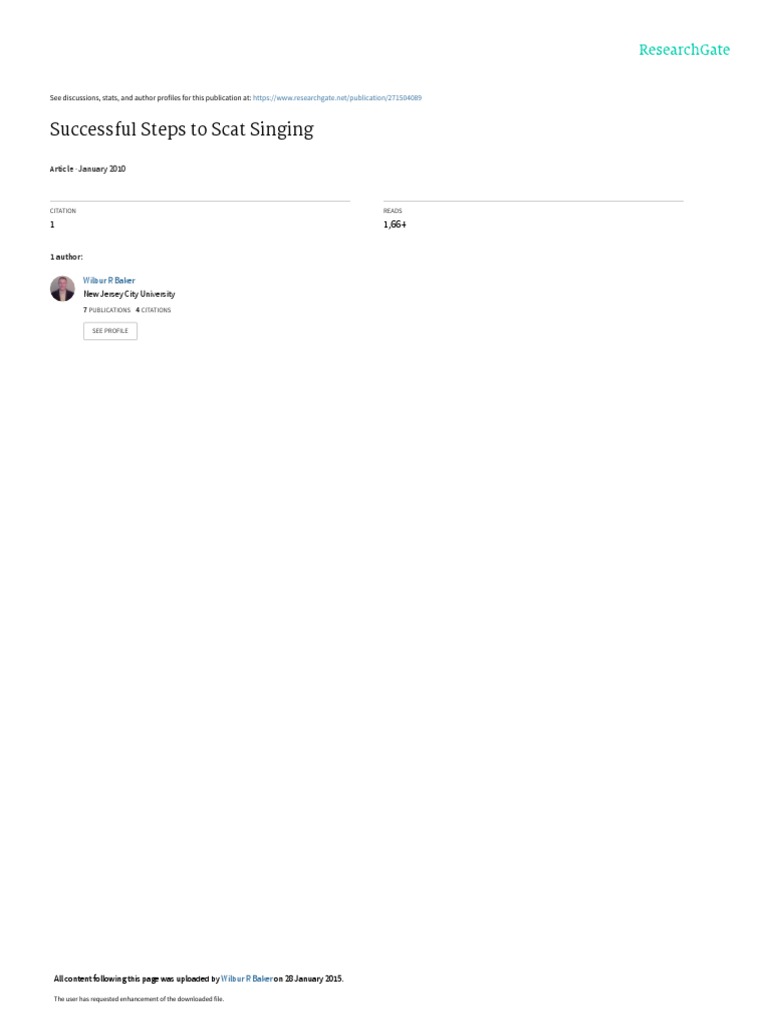 Successful Steps To Scat Singing | PDF | Music Education | Musical ...