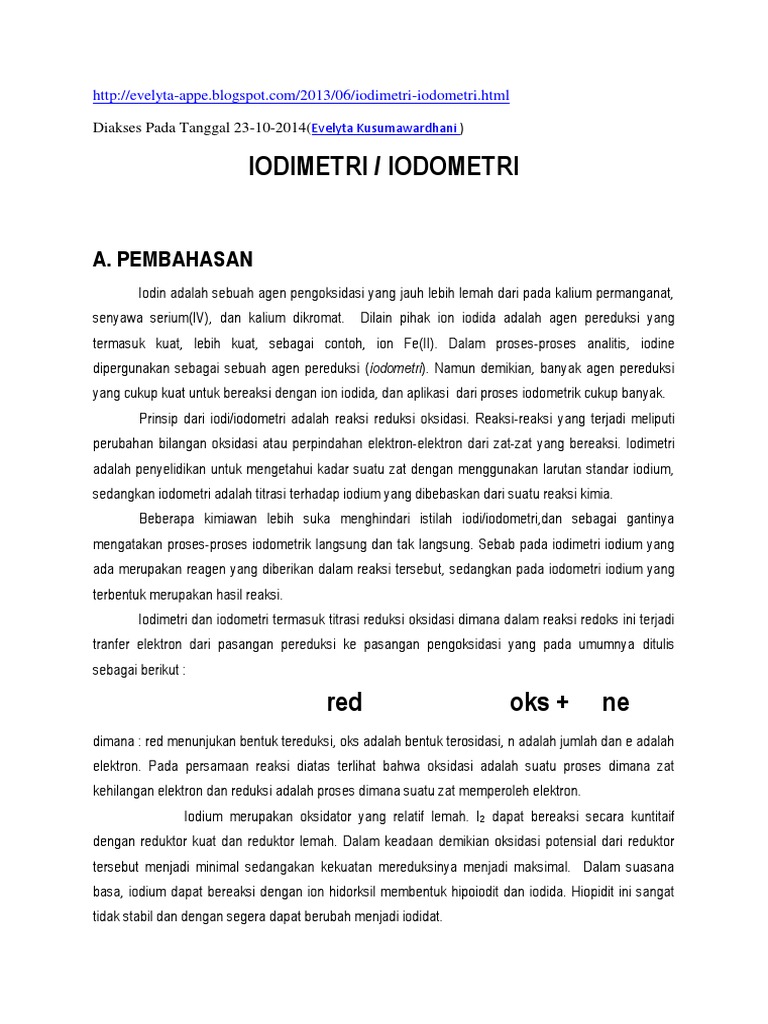 Iodometri | PDF | Sains & Matematika