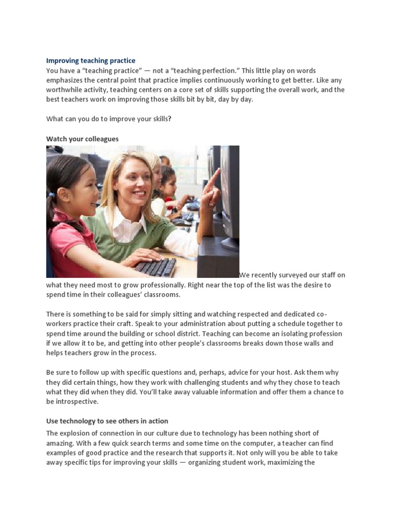 Improving Teaching Practices | PDF | Classroom | Teachers