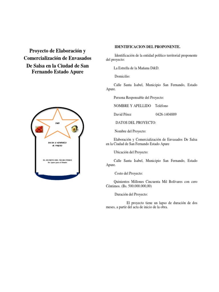 Proyecto de Salsa Artesanal DAVID | PDF | Producto (Negocio) | Mercado ...