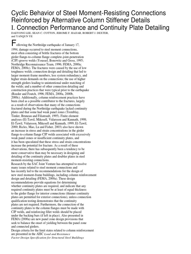Alternative Column Stiffener Details | PDF | Structural Steel | Column