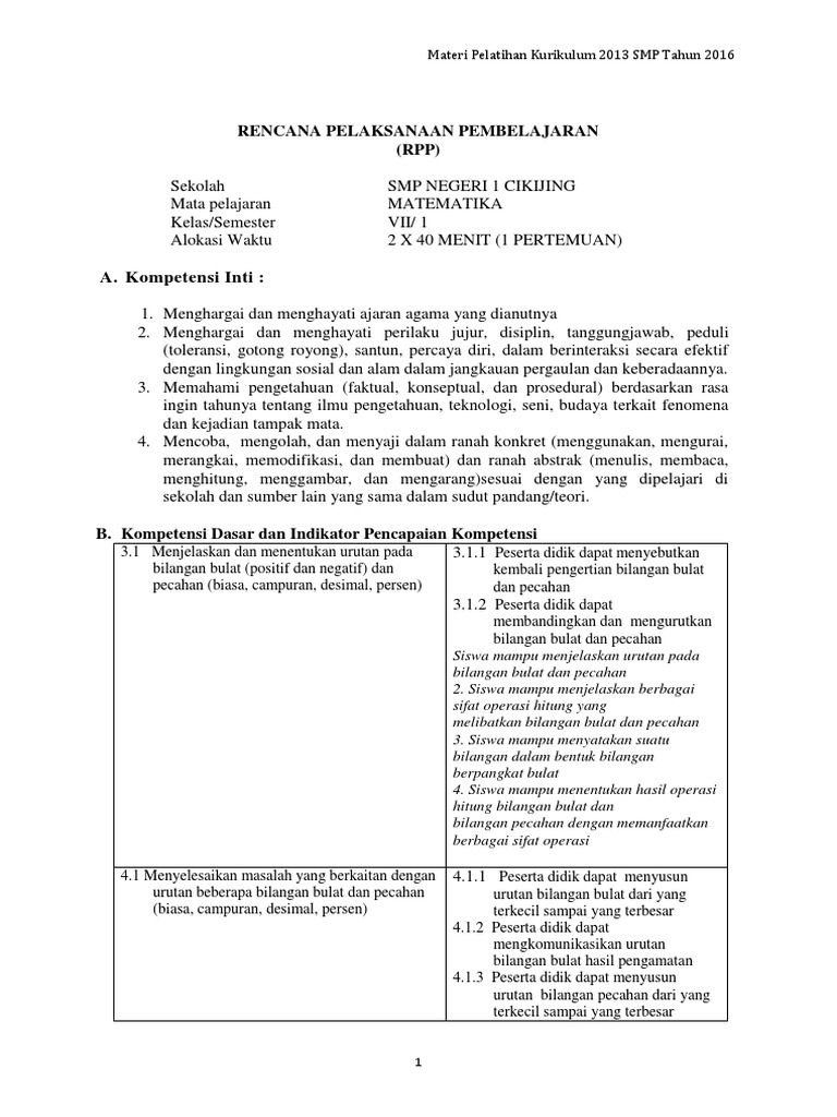 Contoh Rencana Pelaksanaan Pembelajaran | PDF