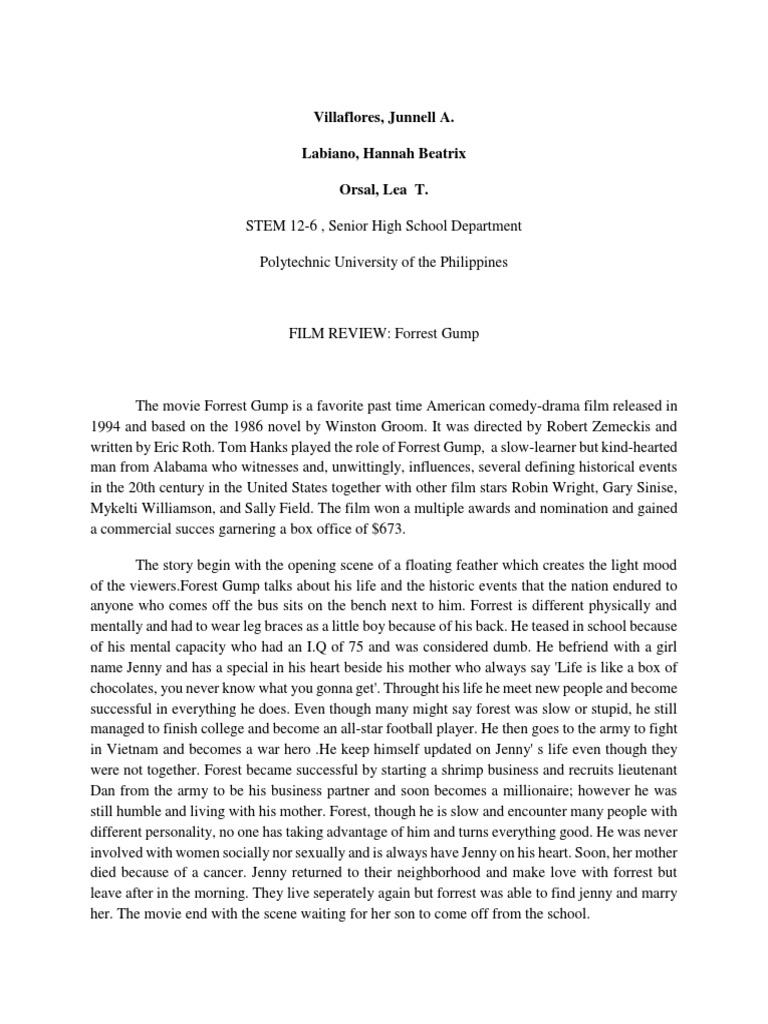 Forrest Gump Film Review Analysis | PDF | Art