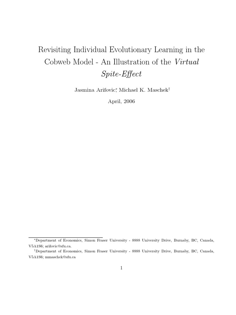 Revisiting Individual Evolutionary Learning in The Cobweb Model - An ...