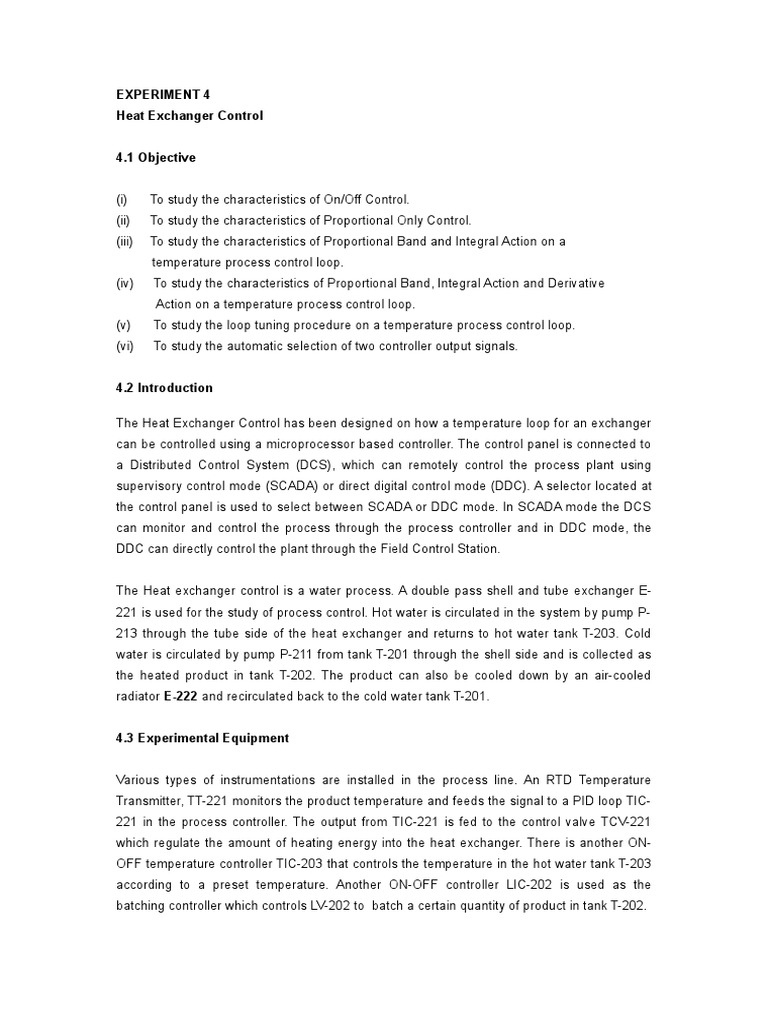 Experiment 1 Heat Exchanger | PDF | Control Theory | Process Control