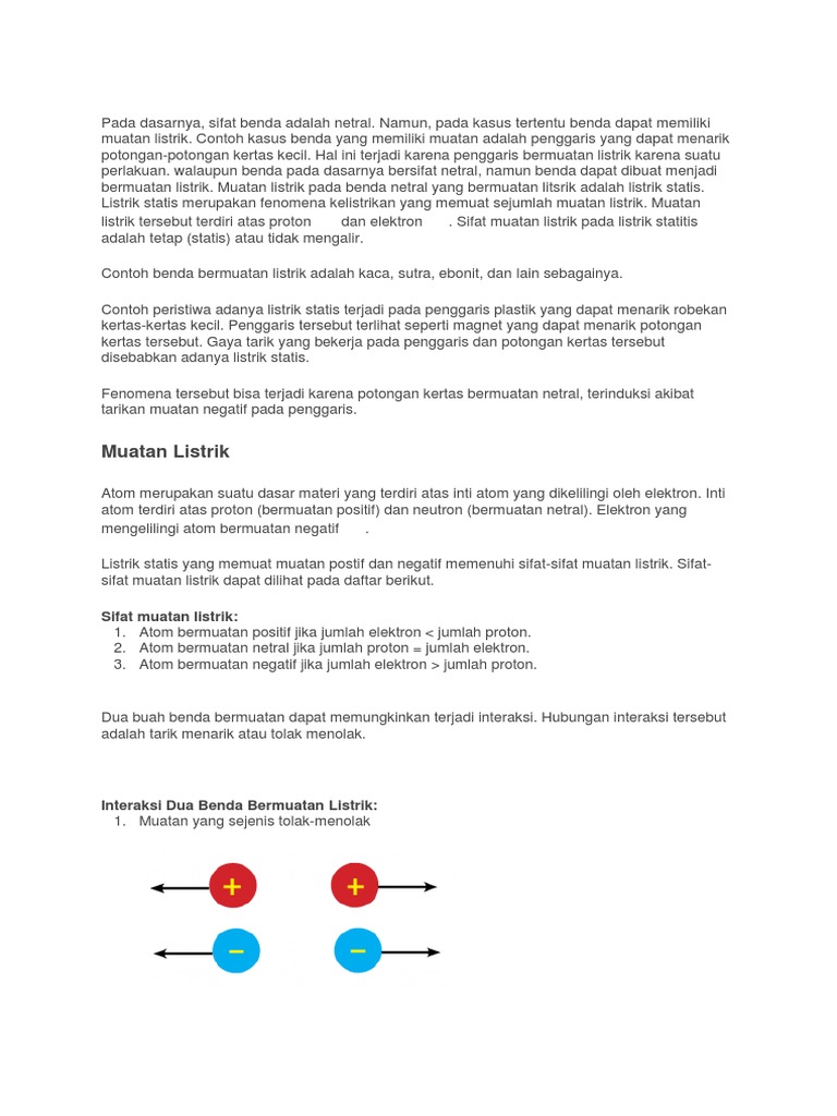 Sifat dan Interaksi Muatan Listrik Statis | PDF | Sains & Matematika