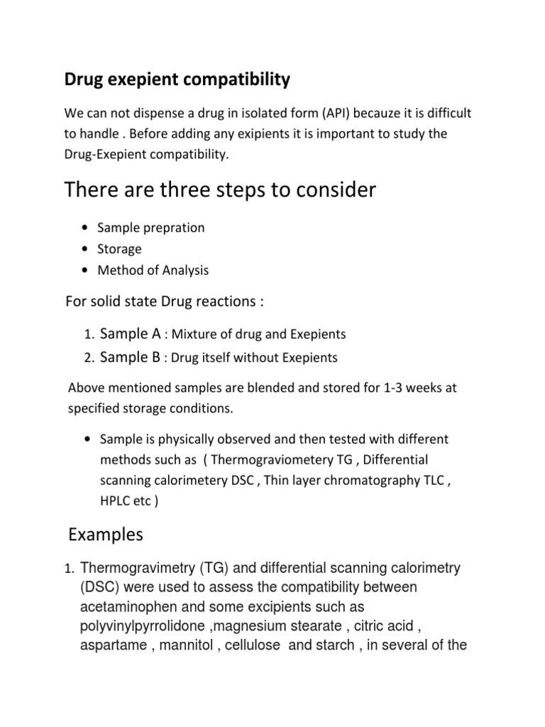 Drug-Excipient Compatibility Guide | PDF | Science & Mathematics