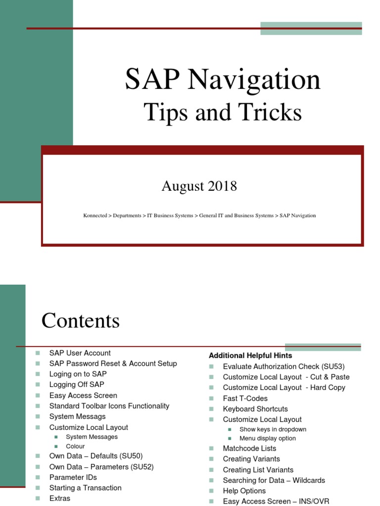 Sap Navigation Tips And Tricks Pdf Icon Computing Menu Computing