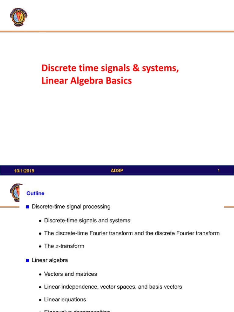 Lecture - 2-4 - Discrete Signals Linear Algebra | PDF | Business ...