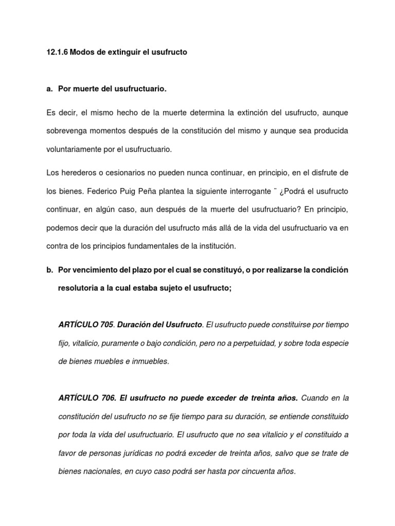 Modos de Extinguirse El Usufructo | PDF