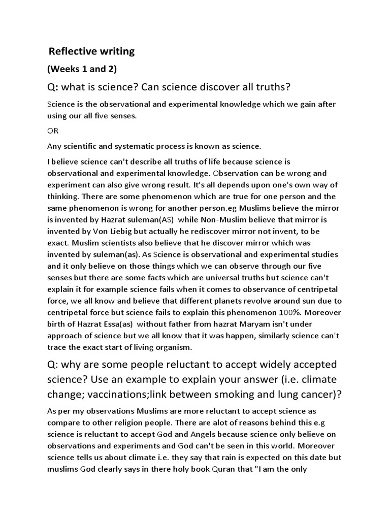Q: What Is Science? Can Science Discover All Truths?: Reflective ...