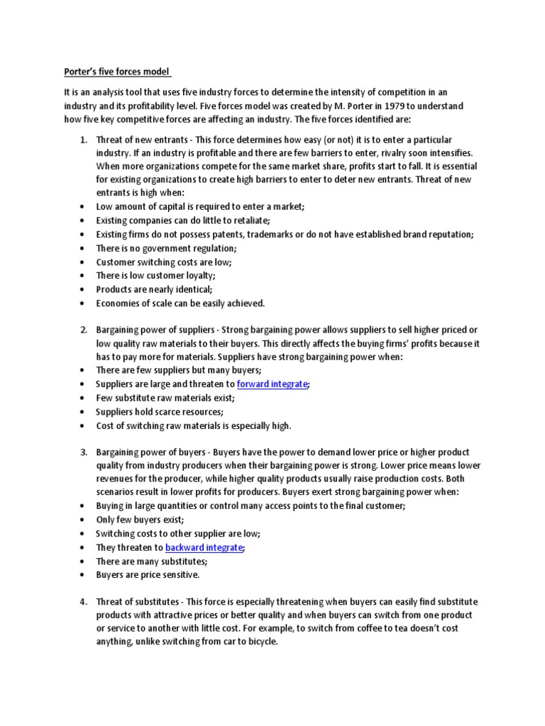Understanding Porter's Five Forces Model | PDF | Profit (Economics ...