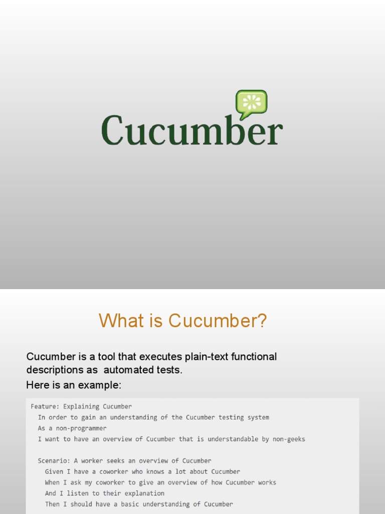 Cucumber Presentation | PDF | Software Engineering | Computing
