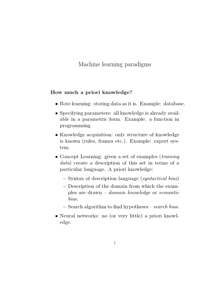 Machine Learning Paradigms | PDF | Career & Growth | Teaching Methods ...