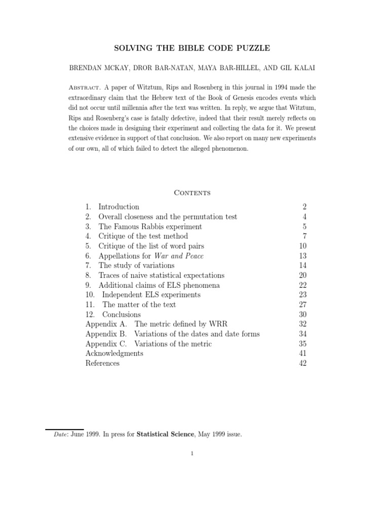Analyzing Bible Code Claims | PDF