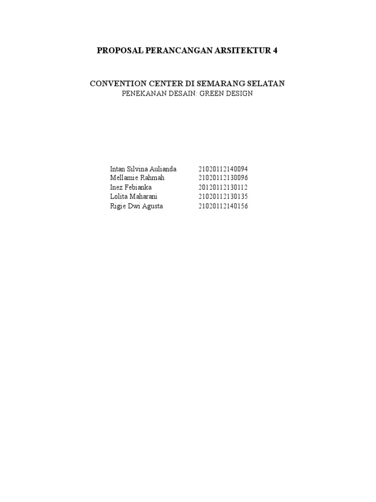 Proposal Perancangan Arsitektur 4 Convention Center Di | PDF