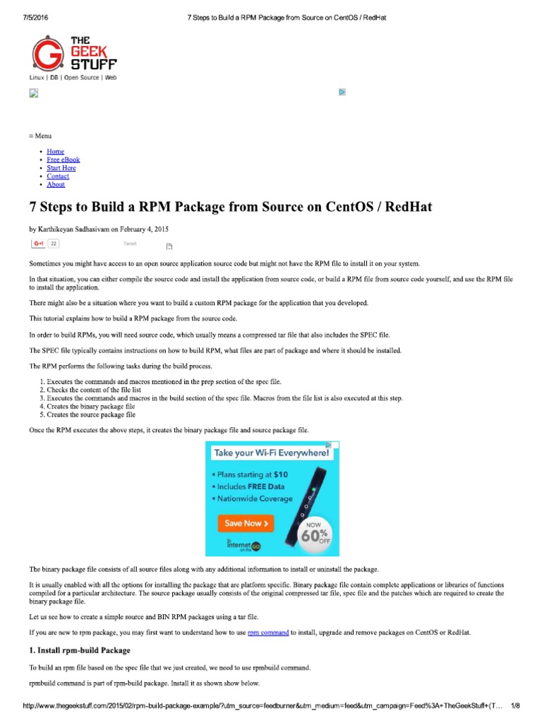 7 Steps To Build A RPM Package From Source On CentOS - RedHat | PDF