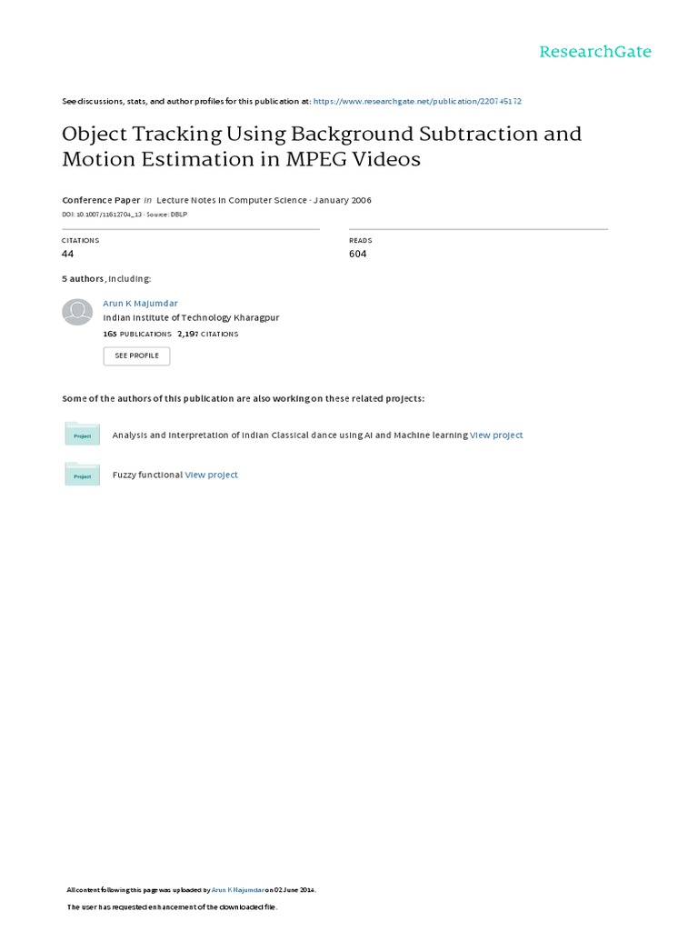 Object Tracking Using Background Subtraction And M Pdf Pdf Data