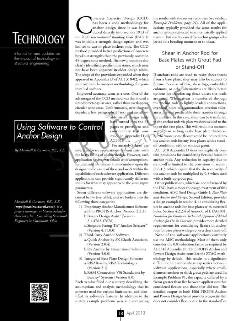 Using Design Software To Control Anchor Design - 2013 PDF | PDF ...