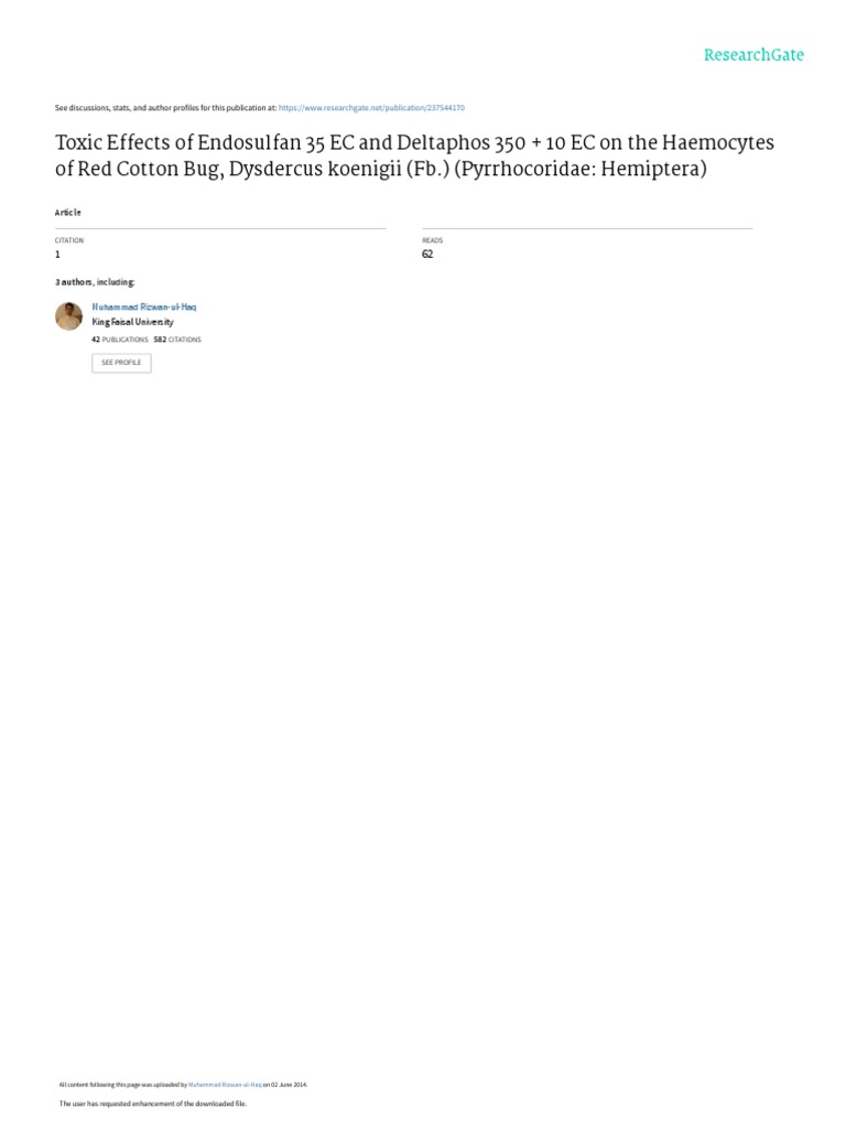 Toxic Effects of Endosulfan 35 EC and Deltaphos 350 + 10 EC On The ...