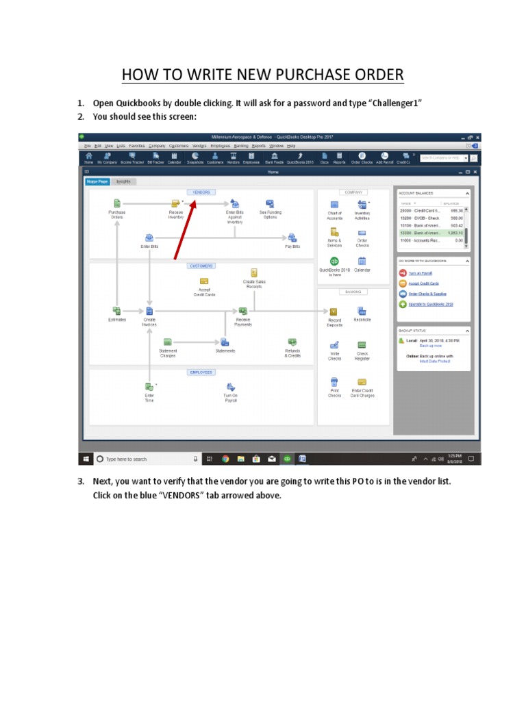 Writing a Purchase Order in QuickBooks | PDF | Computing | Software