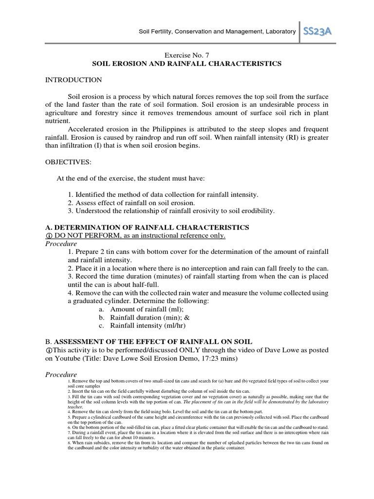 Understanding the Impacts of Rainfall on Soil Erosion and Evaluating ...
