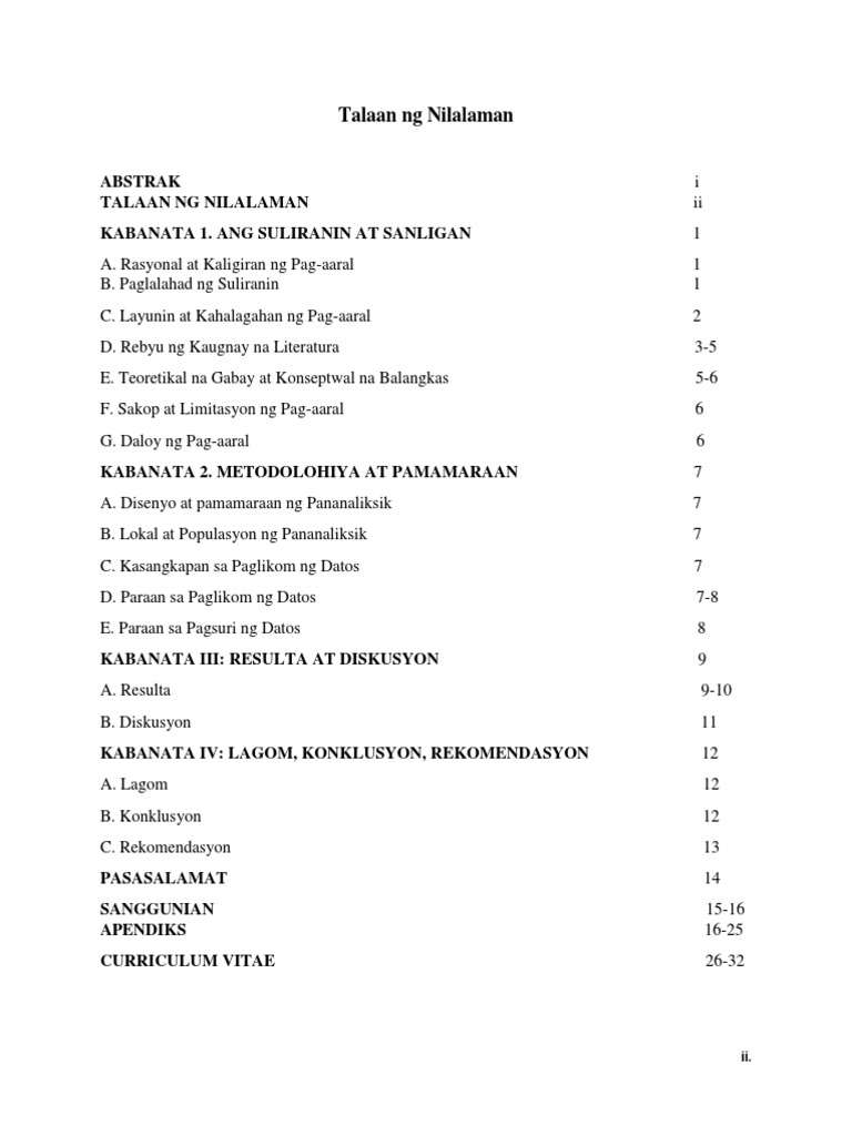 Talaan NG Nilalaman | PDF